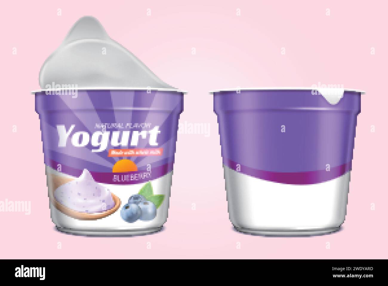Yogurt cups and fruit Stock Vector Images - Alamy