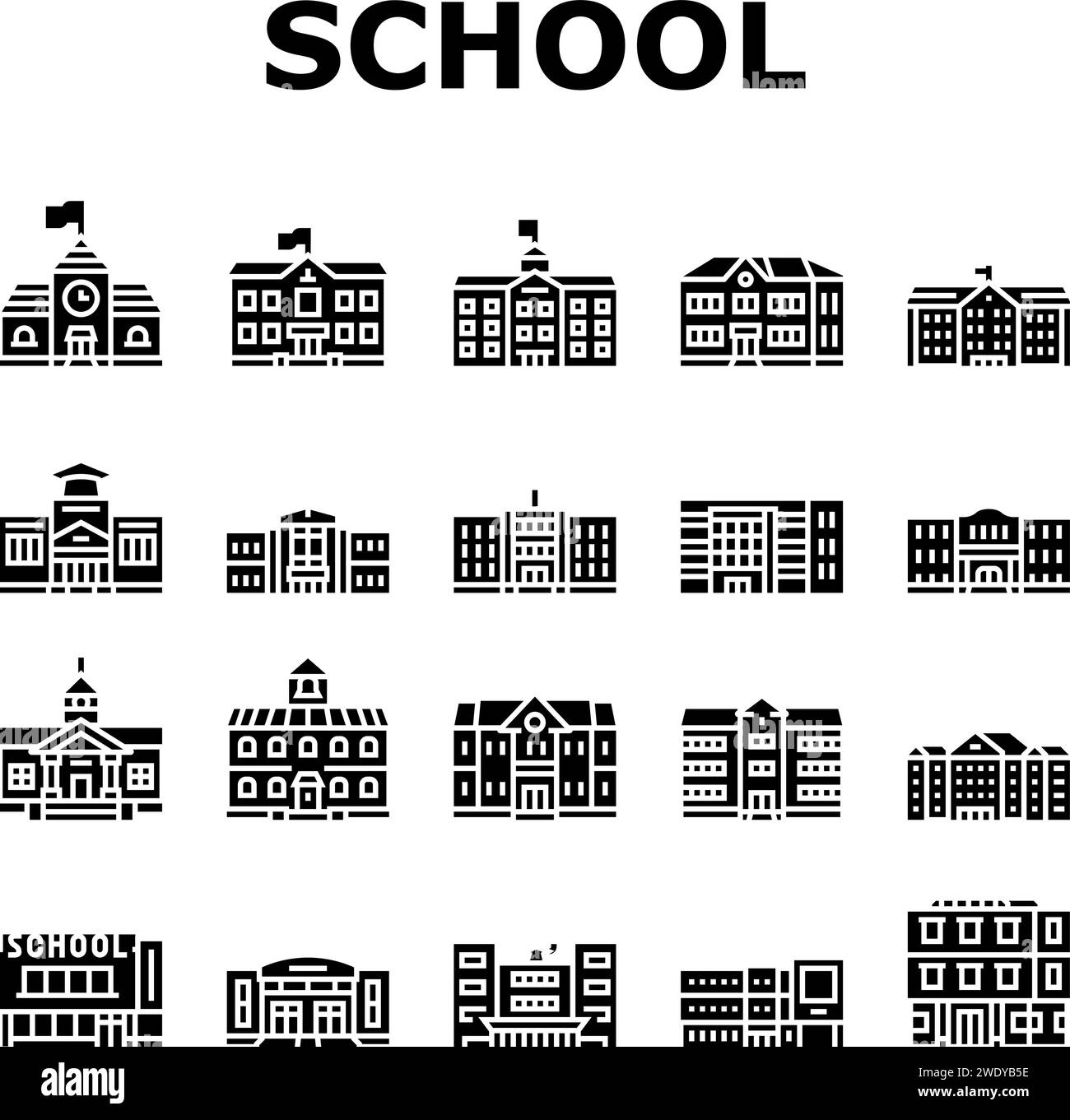 building school exterior modern icons set vector Stock Vector Image ... building school exterior modern icons set vector Stock Vector Image ...