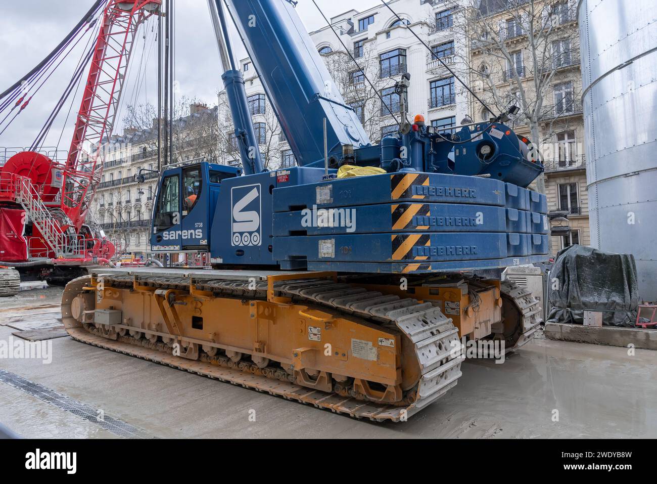 Paris - Blue telescopic crawler crane Liebherr LTR 1220 on the ...