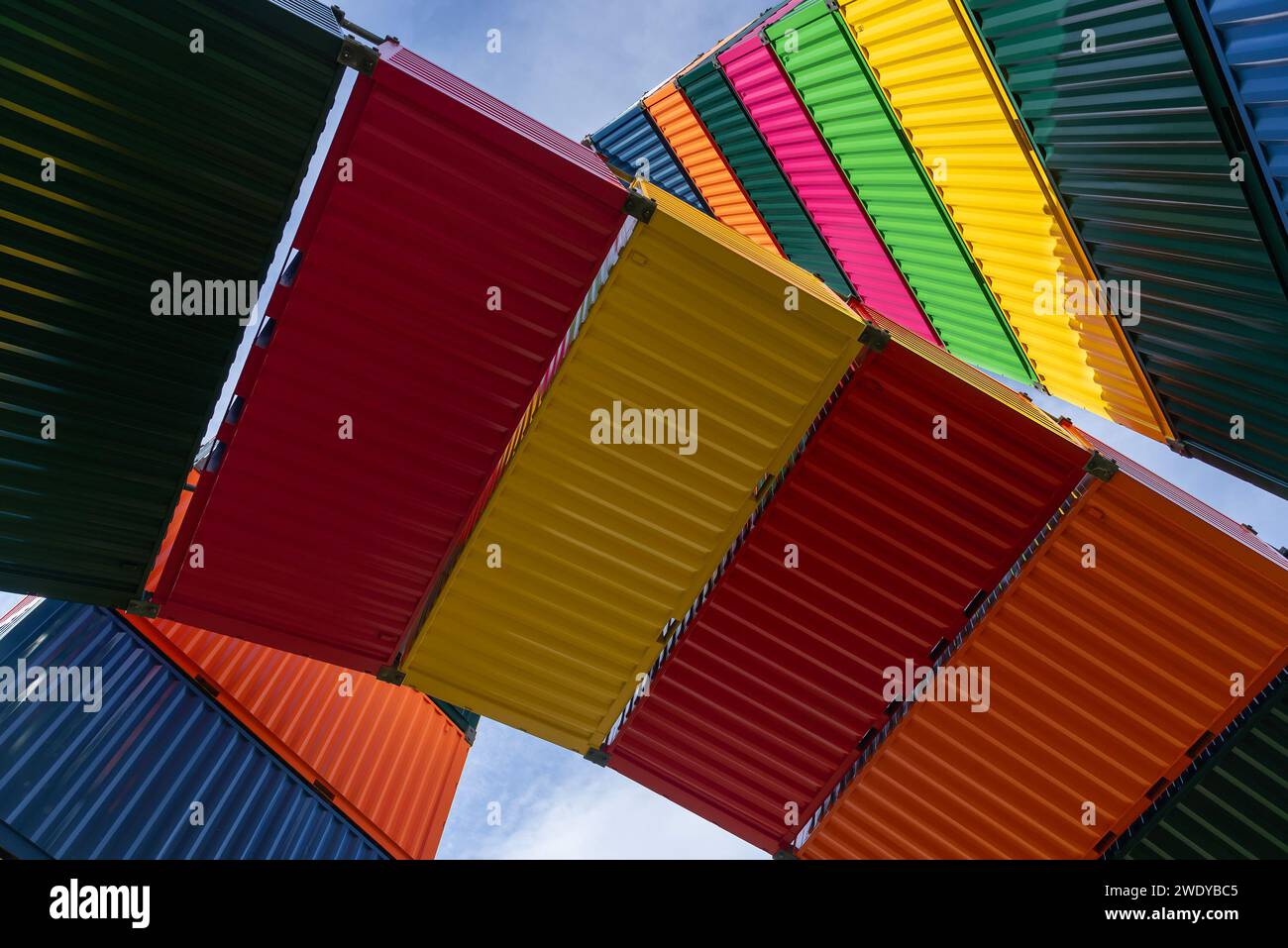 Le Havre, France - Focus on arches of colorful shipping containers ...