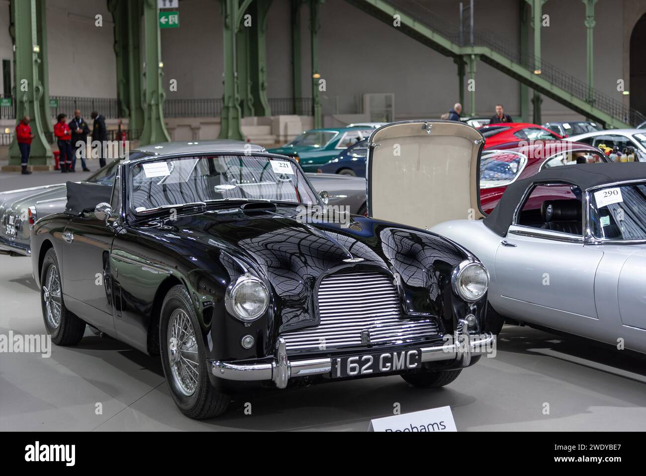 Bonhams 2020 sale at the Grand Palais in Paris. Focus on a black 1955 ...