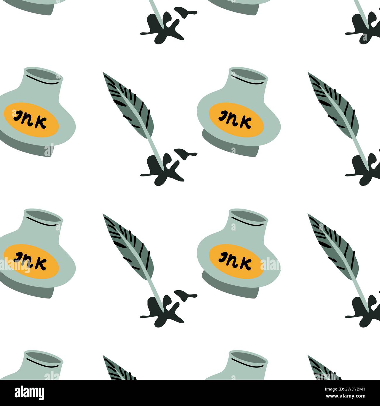 ink and feather - poetry seamless background. Vector illustration can ...