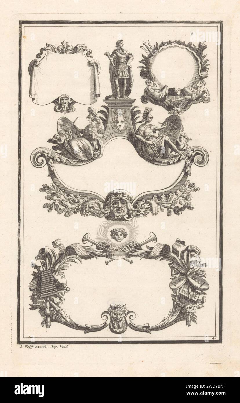 Frames with painting figures and musical instruments, Johann Christoph ...