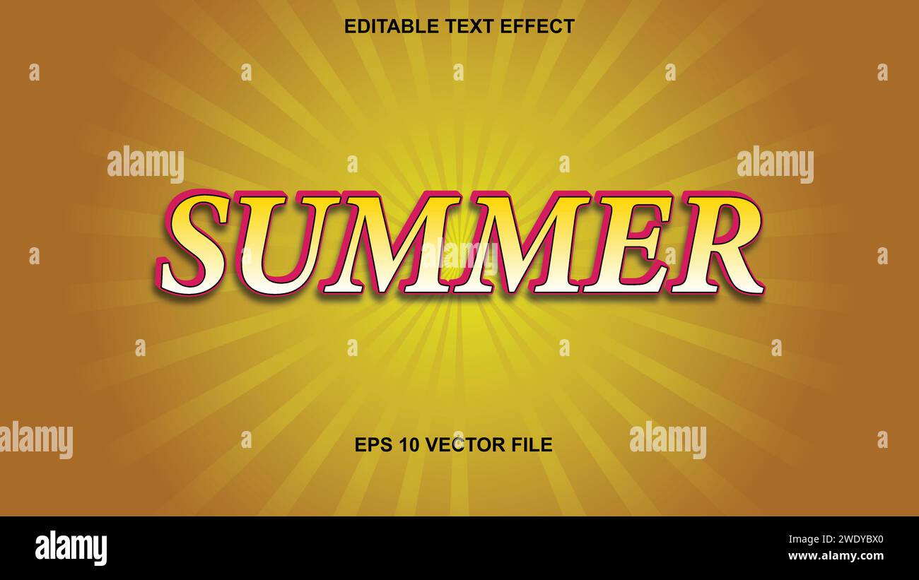 Editable text style effect - retro summer text in grunge style theme ...