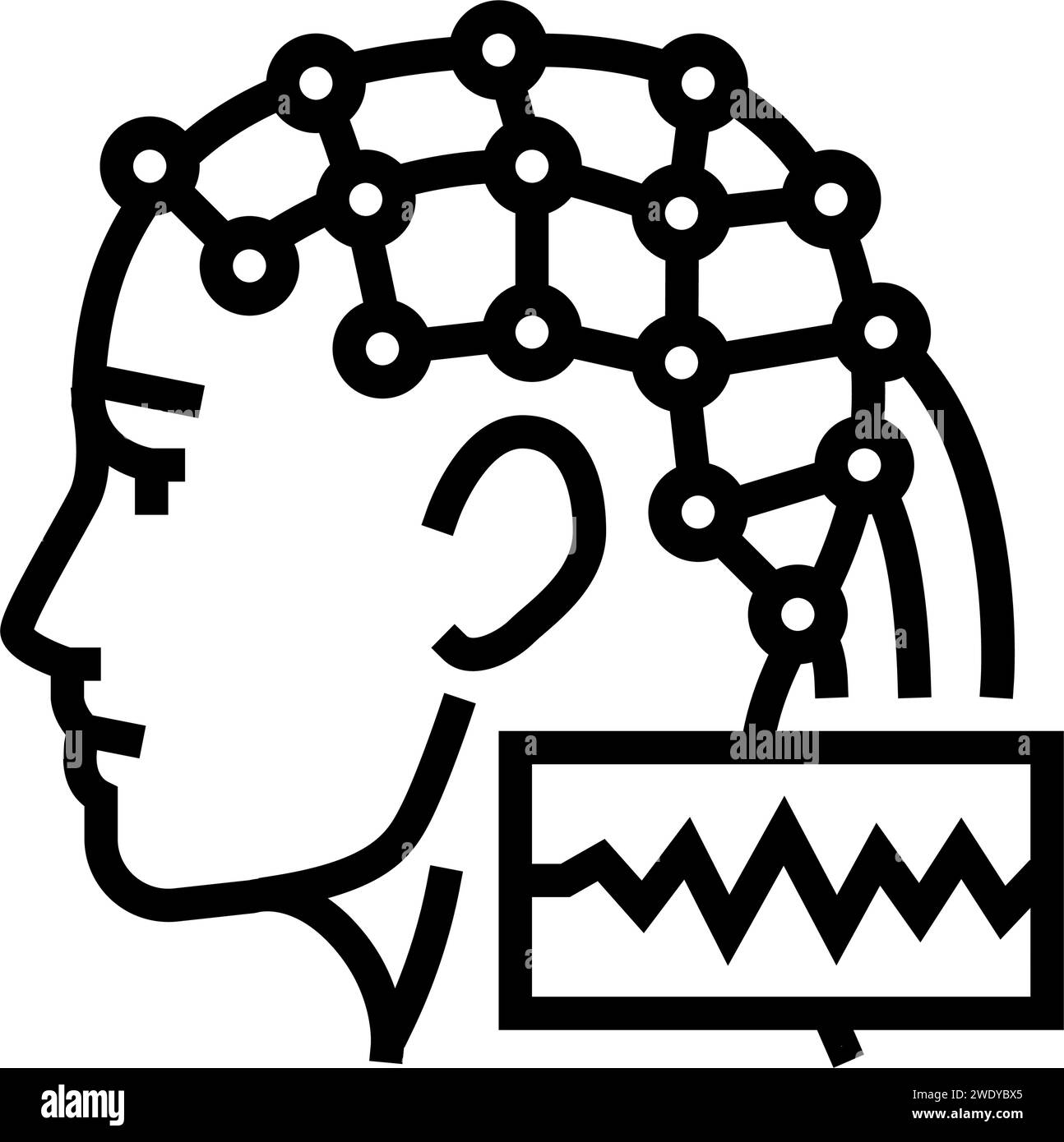 eeg monitoring neuroscience neurology line icon vector illustration ...
