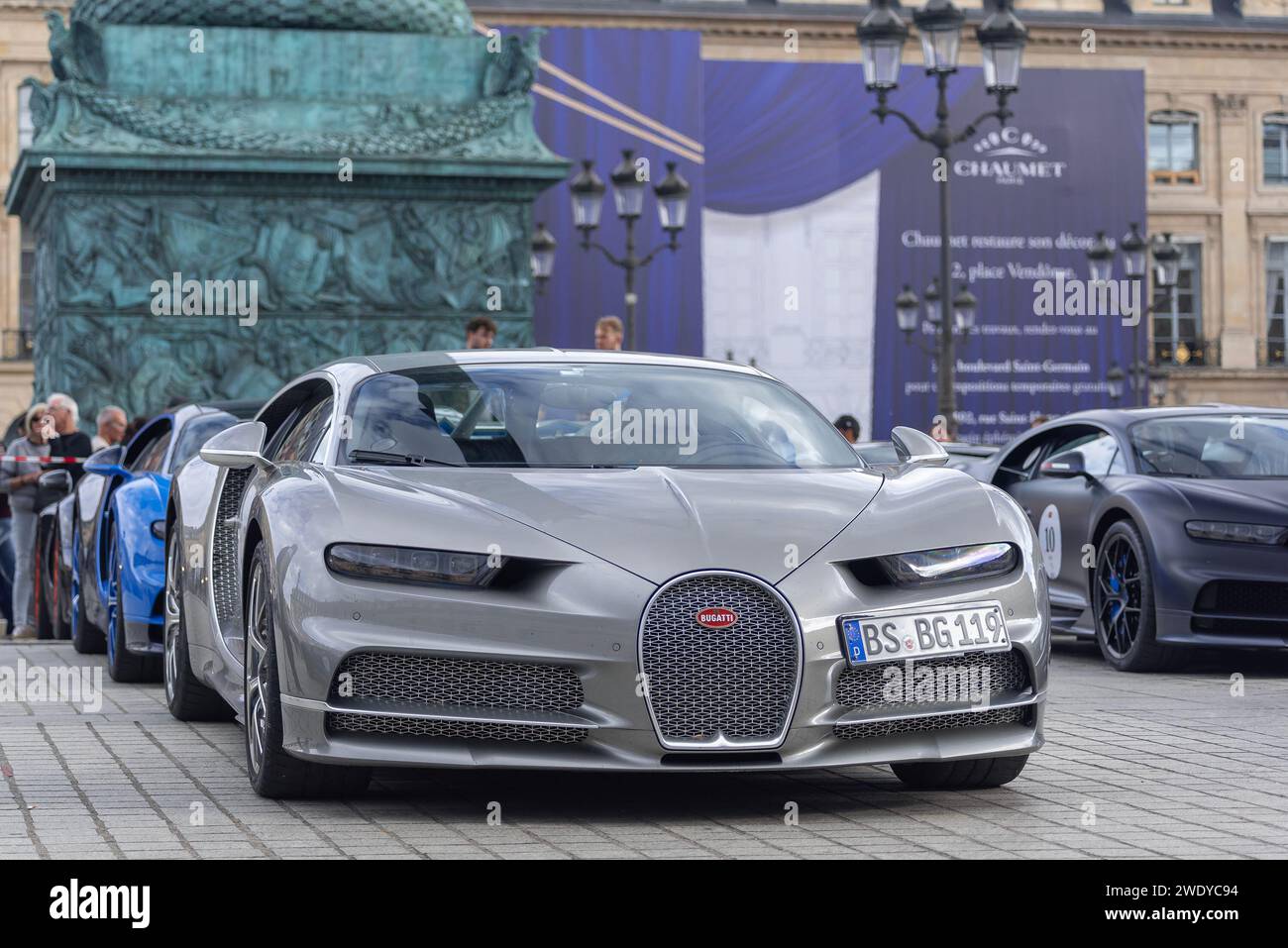 Paris, France - Grey Bugatti Chiron Sport parked in the Place Vendôme ...
