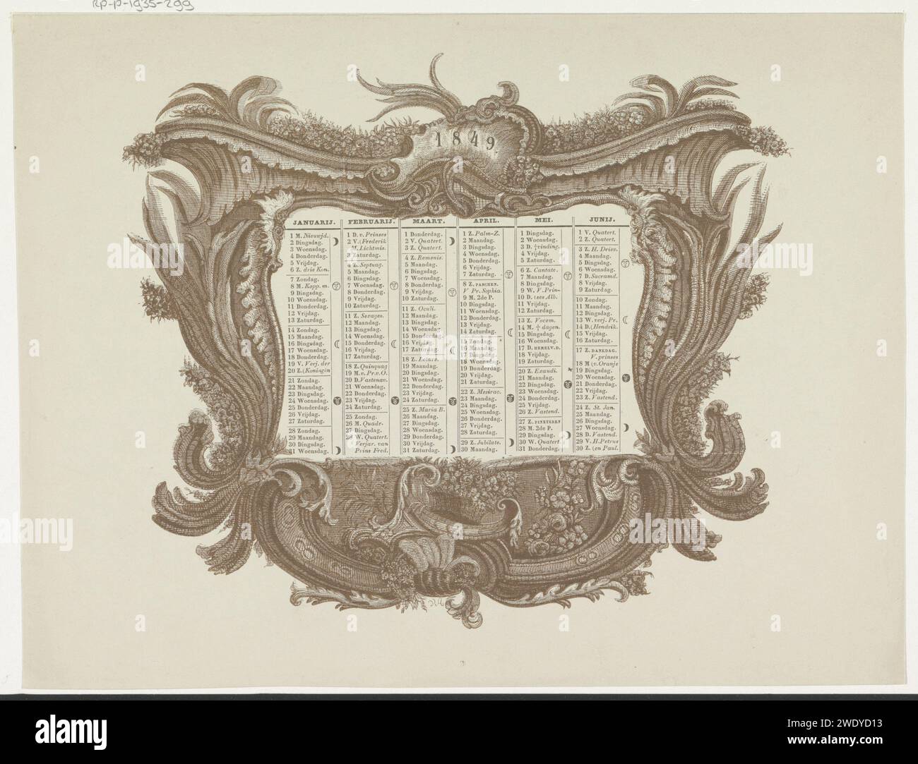 Calendar before 1849, Rombertus Julianus van Arum, 1849 - 1883 print ...