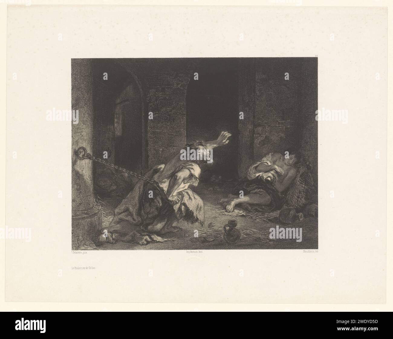 De Gevangene van Chillon, Adolphe Mouilleron, After Eugène Delacroix ...