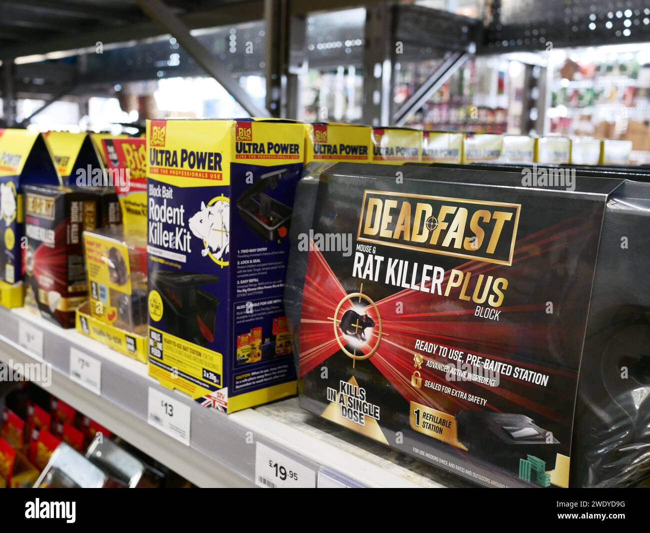 Pest control rat poison products for sale at a diy hardware store. UK ...