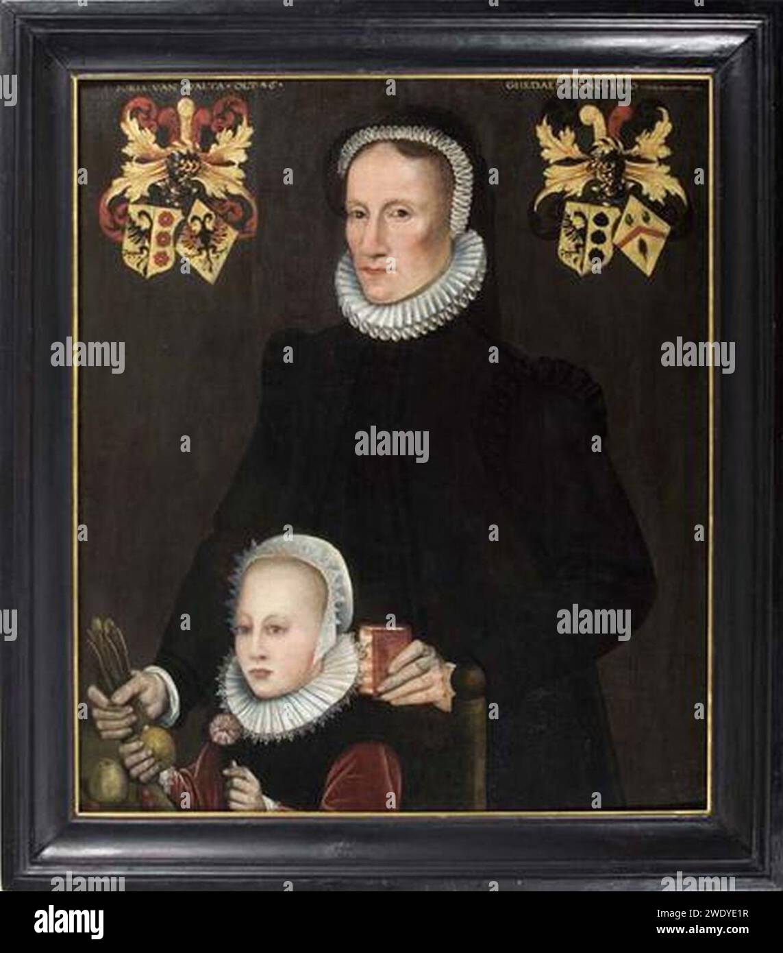 Adriaen van Cronenburg - Portret van Fokel van Walta en haar dochter ...