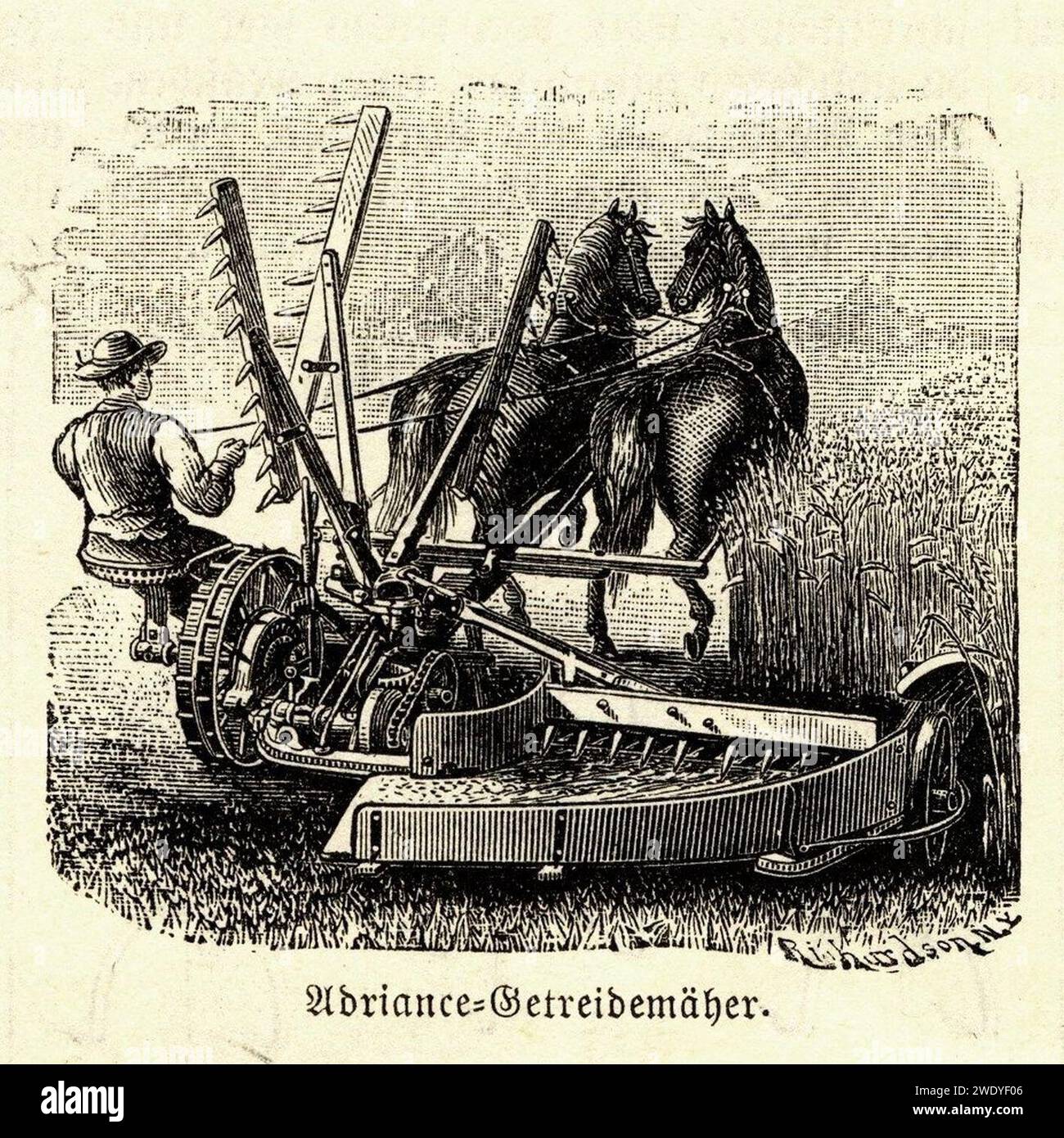 Adriance reaper, 19th century illustration Stock Photo - Alamy