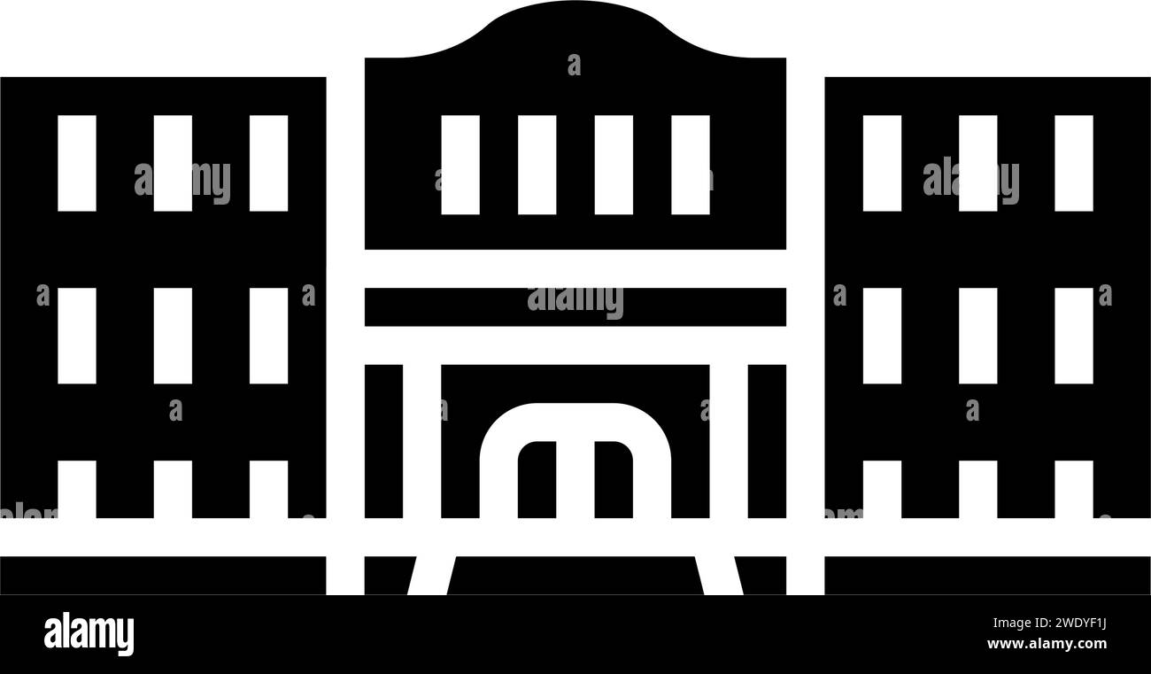 education school building glyph icon vector illustration Stock Vector ...