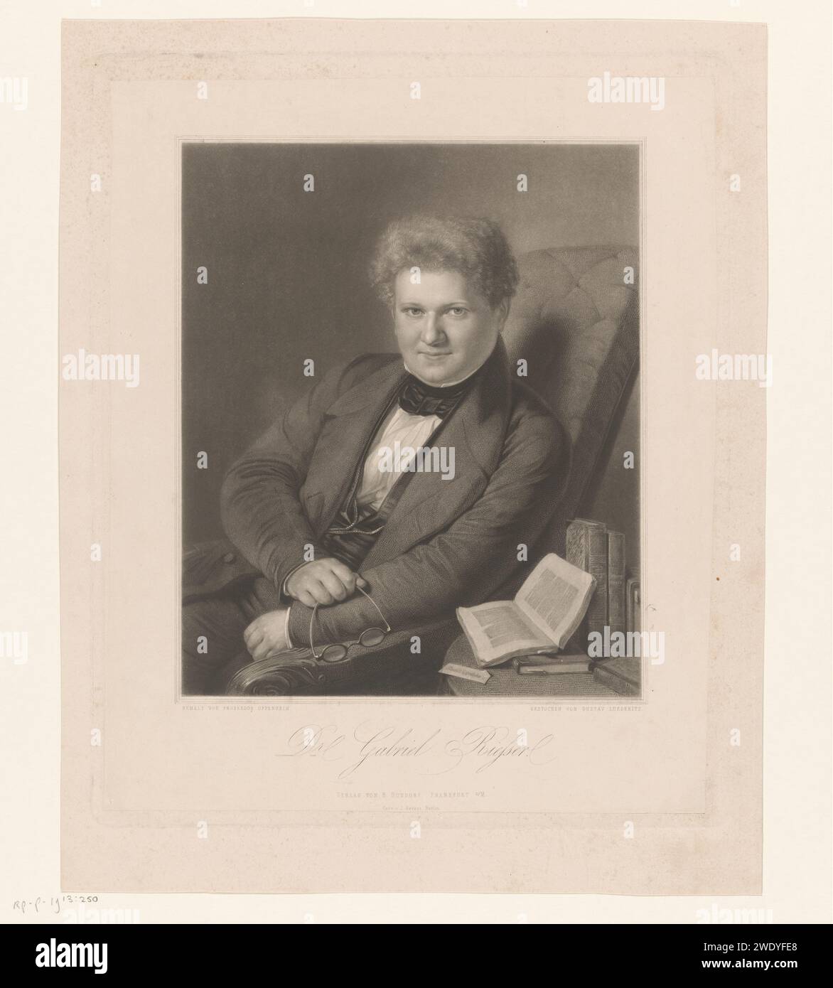 Portret van Gabriel Riesser, Gustav Lüderitz, after Moritz Daniel ...