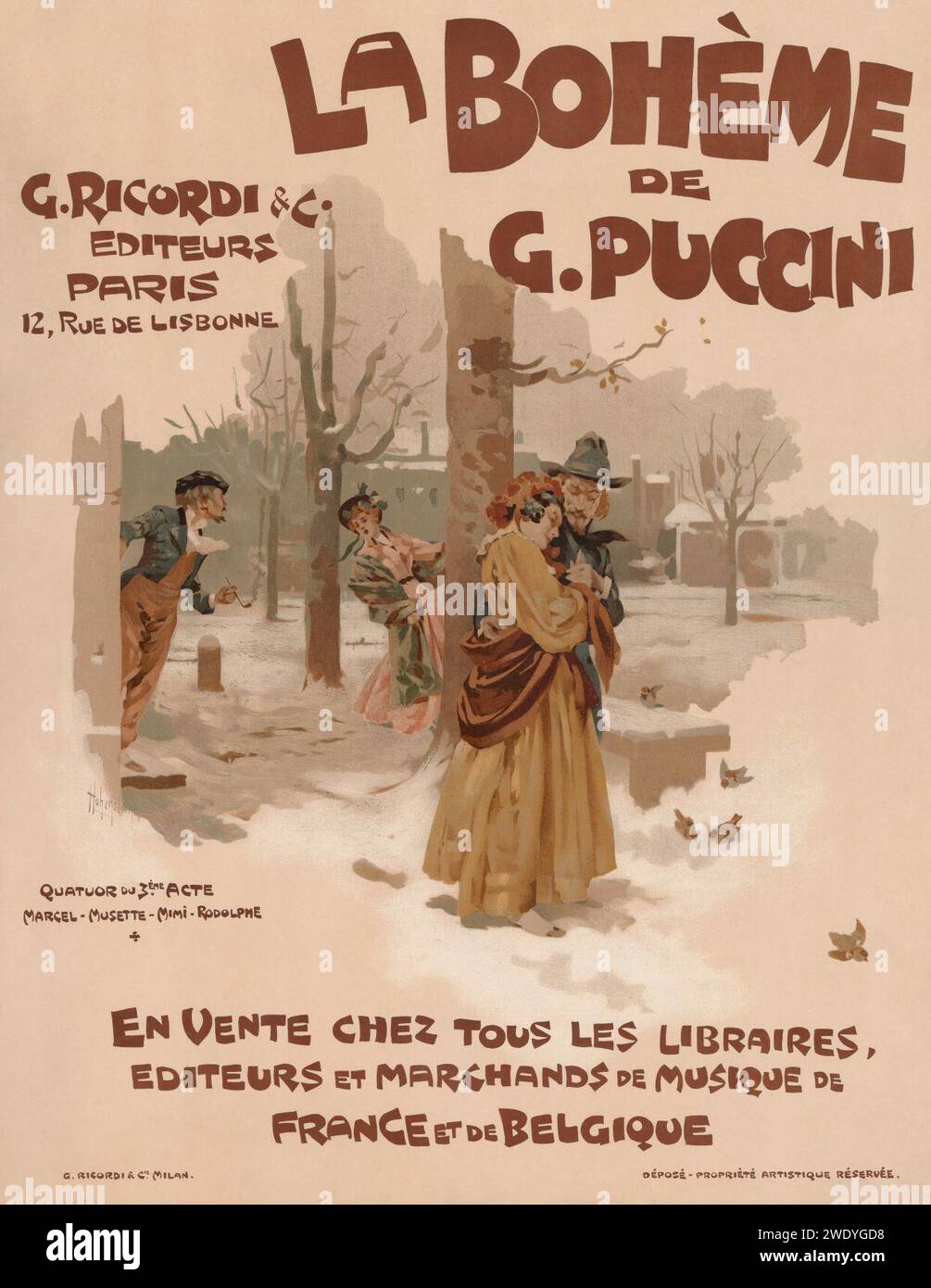 Advertisement for the music score of La Bohème, 1895 Stock Photo - Alamy