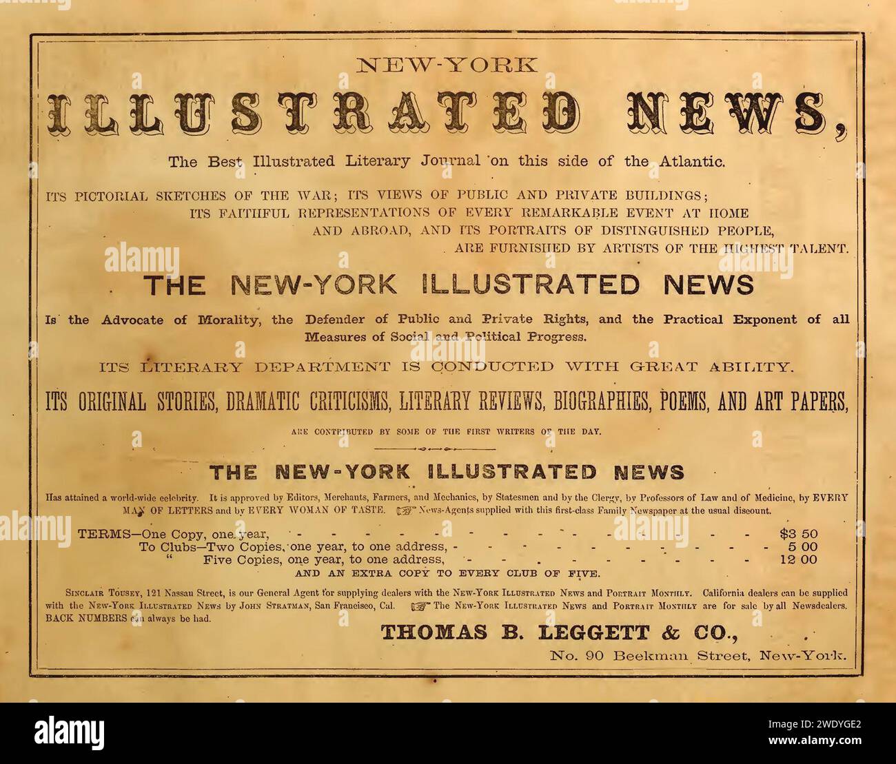 Advertisement for NYIN from October 1863 in the Portrait Monthly of the ...