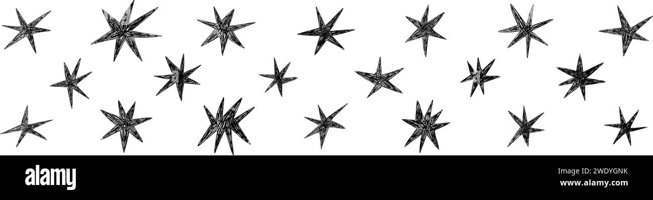 Hand drawn star icons with crayon and pastel lines. Doodle and sketch ...
