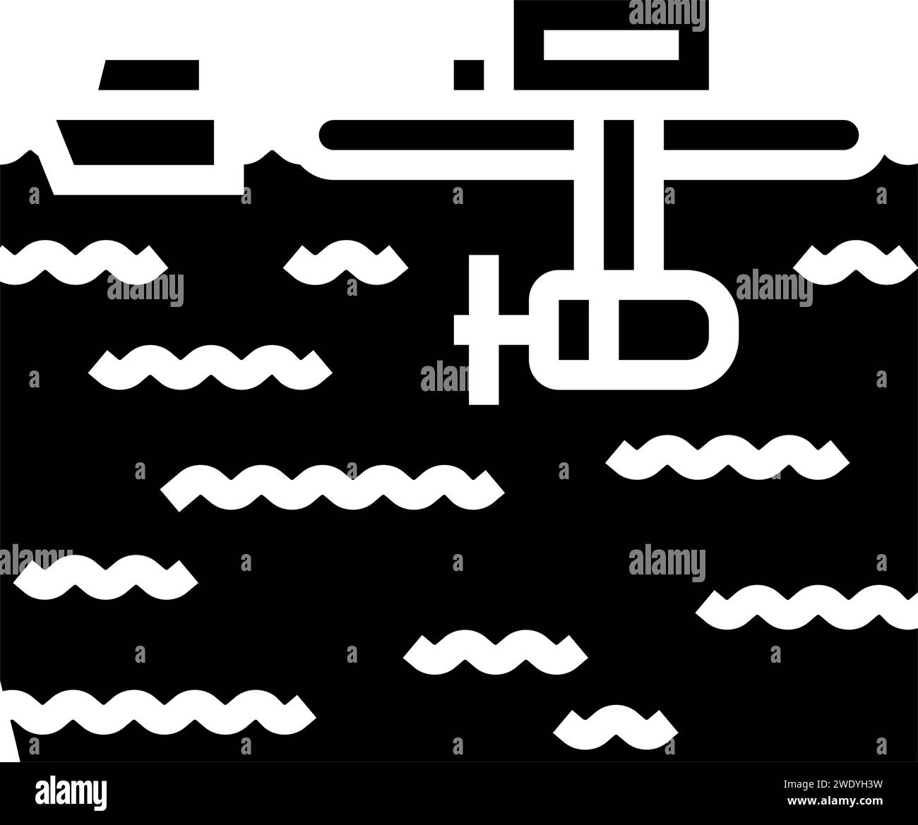 floating platform tidal power glyph icon vector. floating platform ...