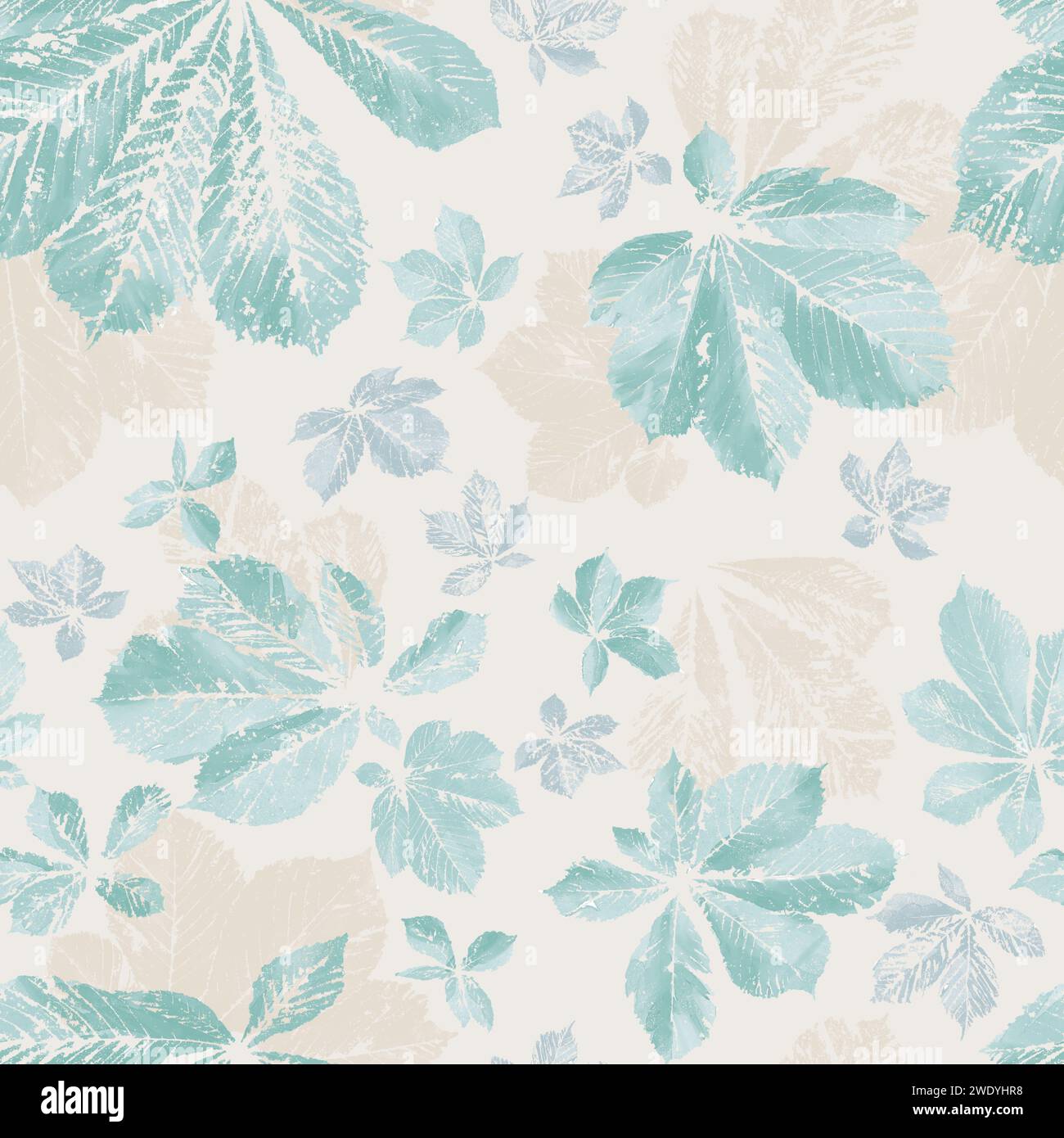 Seamless pattern of chestnut leaves using the imprint technique. It ...