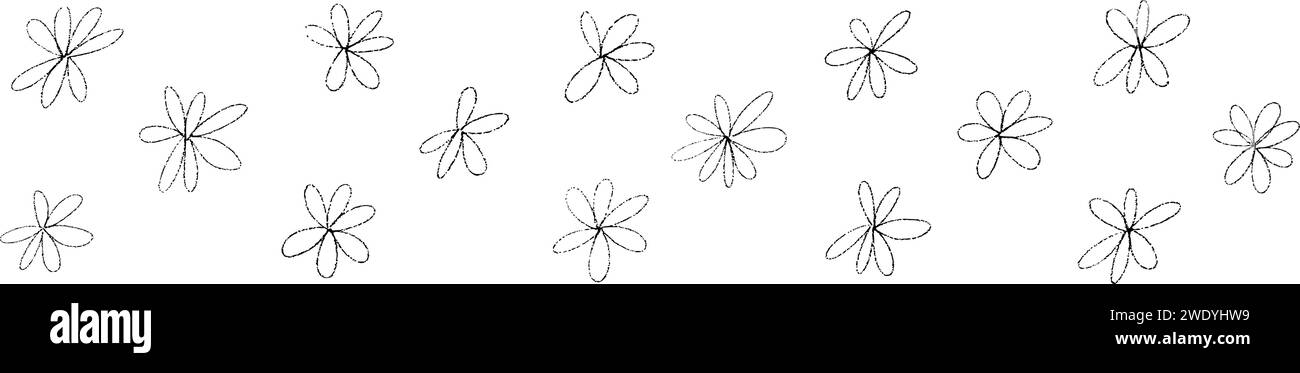 Hand drawn flower doodle, simple line pattern with abstract spring ...