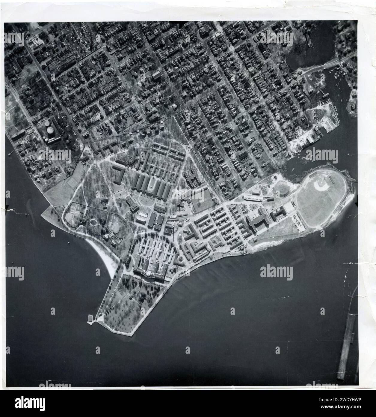 Aerial vertical US Naval Hospital, Portsmouth, Virginia at 6,000 feet ...