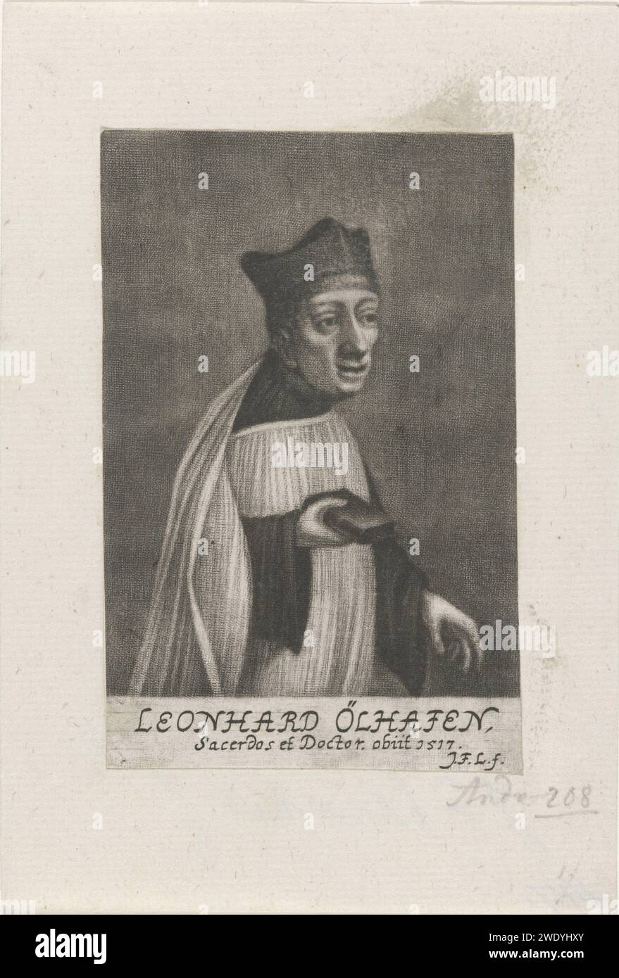Portrait of Leonhard Olhafen with a book, Johann Friedrich Leonard ...