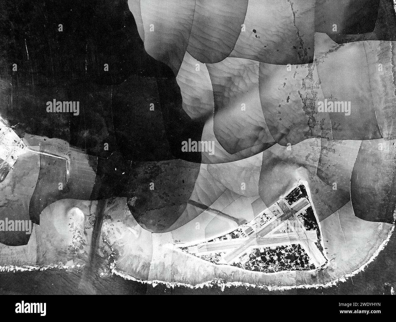 Aerial view of Eastern Island, Midway Atoll, on 2 August 1942 Stock ...