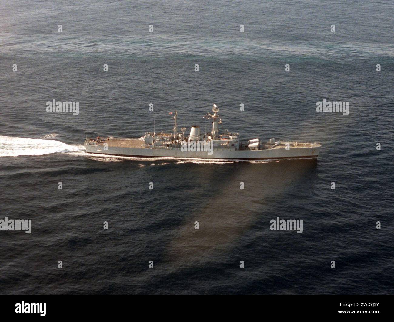Aerial view of HMS Jupiter (F60) underway in the Indian Ocean on 26 ...