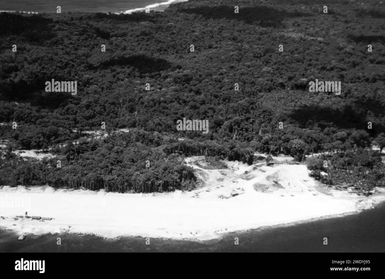 Aerial view of the Vella Lavella airfield, Solomon Islands, circa 1943 ...