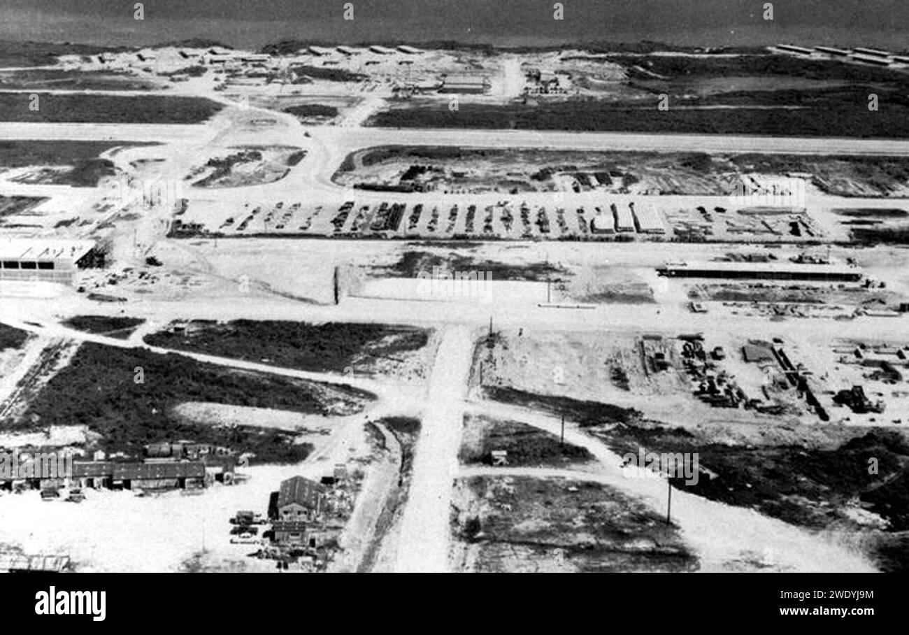 Aerial view of U.S. Marine Corps Station Futenma, Okinawa, Japan, circa ...