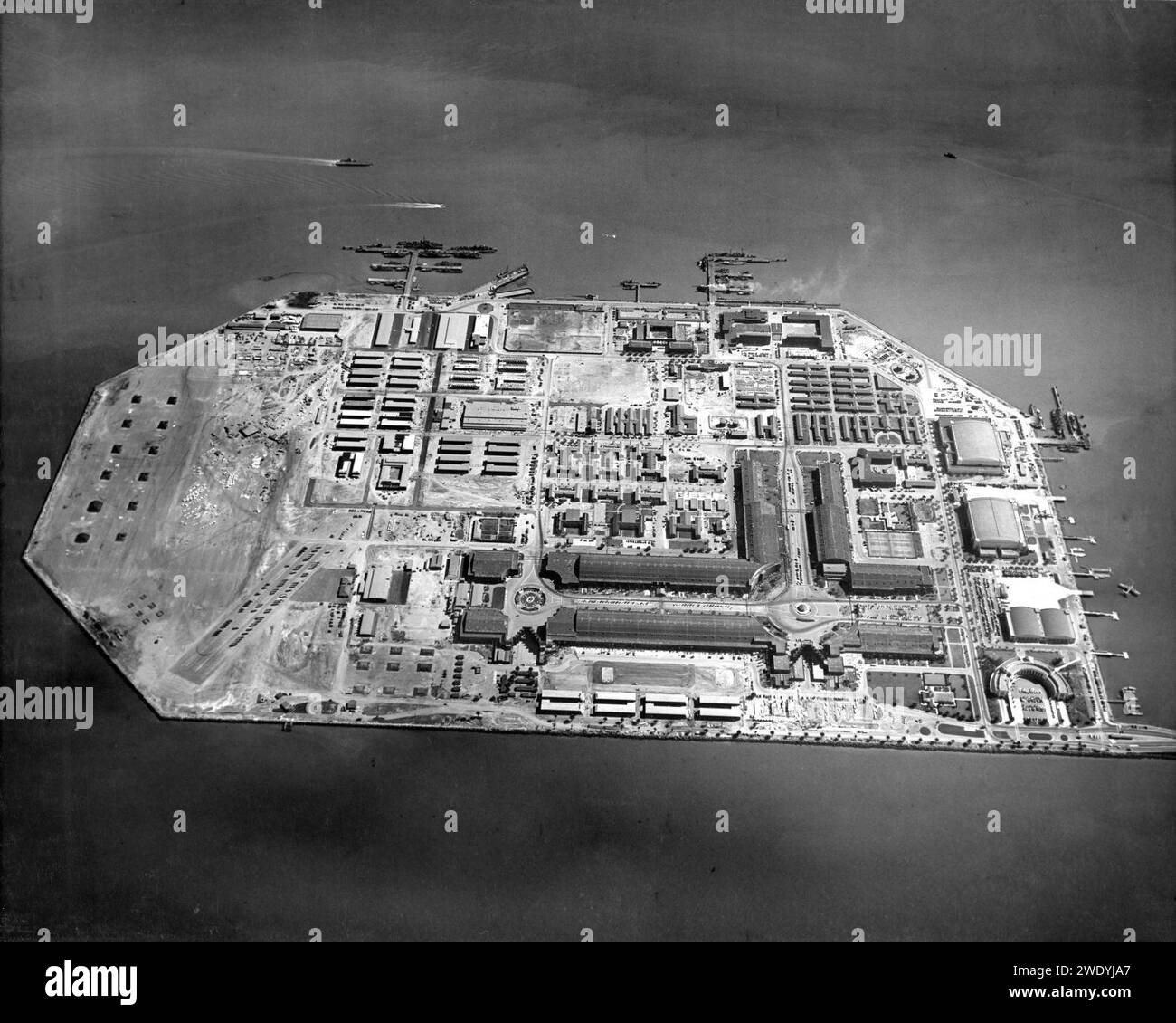 Aerial view of Treasure Island, San Francisco, California (USA), on 30 ...