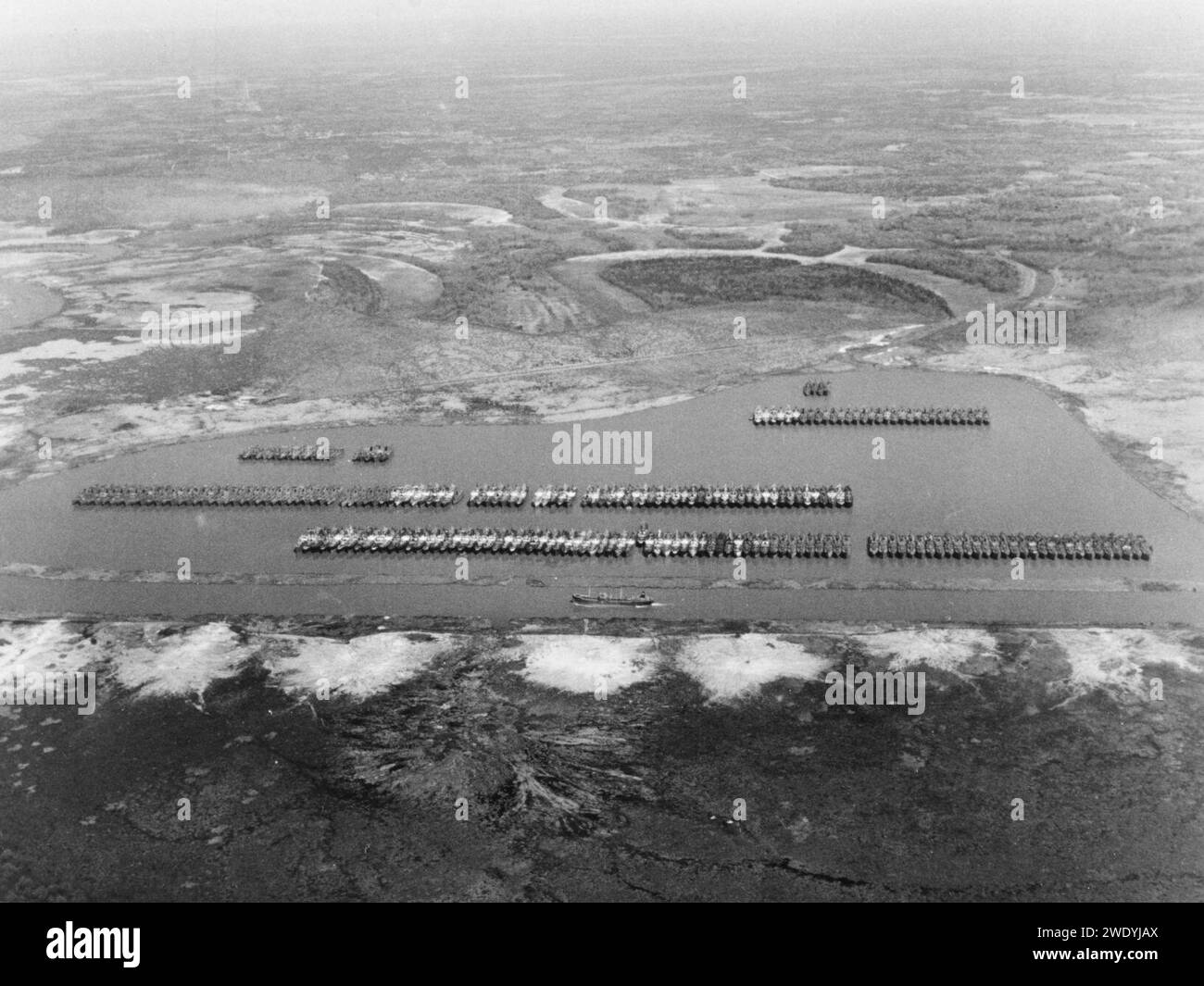 Aerial view of the Beaumont Reserve Fleet, Texas (USA) on 23 February ...