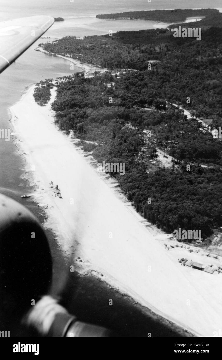 Aerial view of the Barakoma airfield, Vella Lavella, Solomon Islands ...