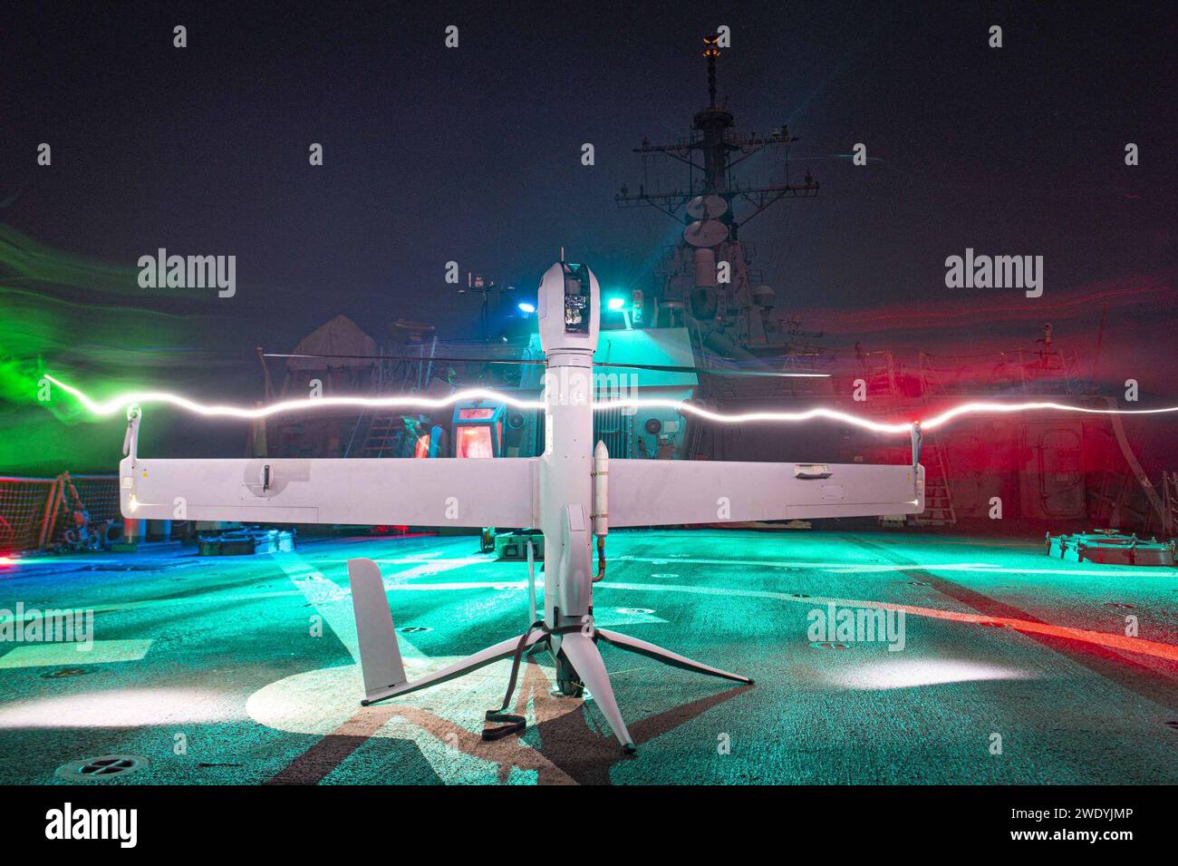 Aerovel Flexrotor UAV prepares to launch from the USS Paul Hamilton ...
