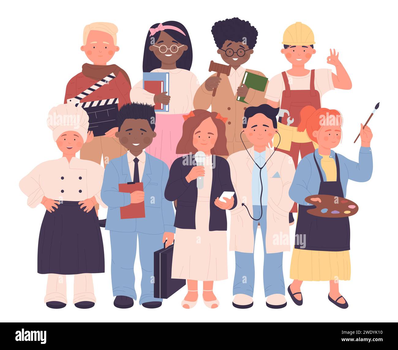 Kids of different professions, professional children vector ...