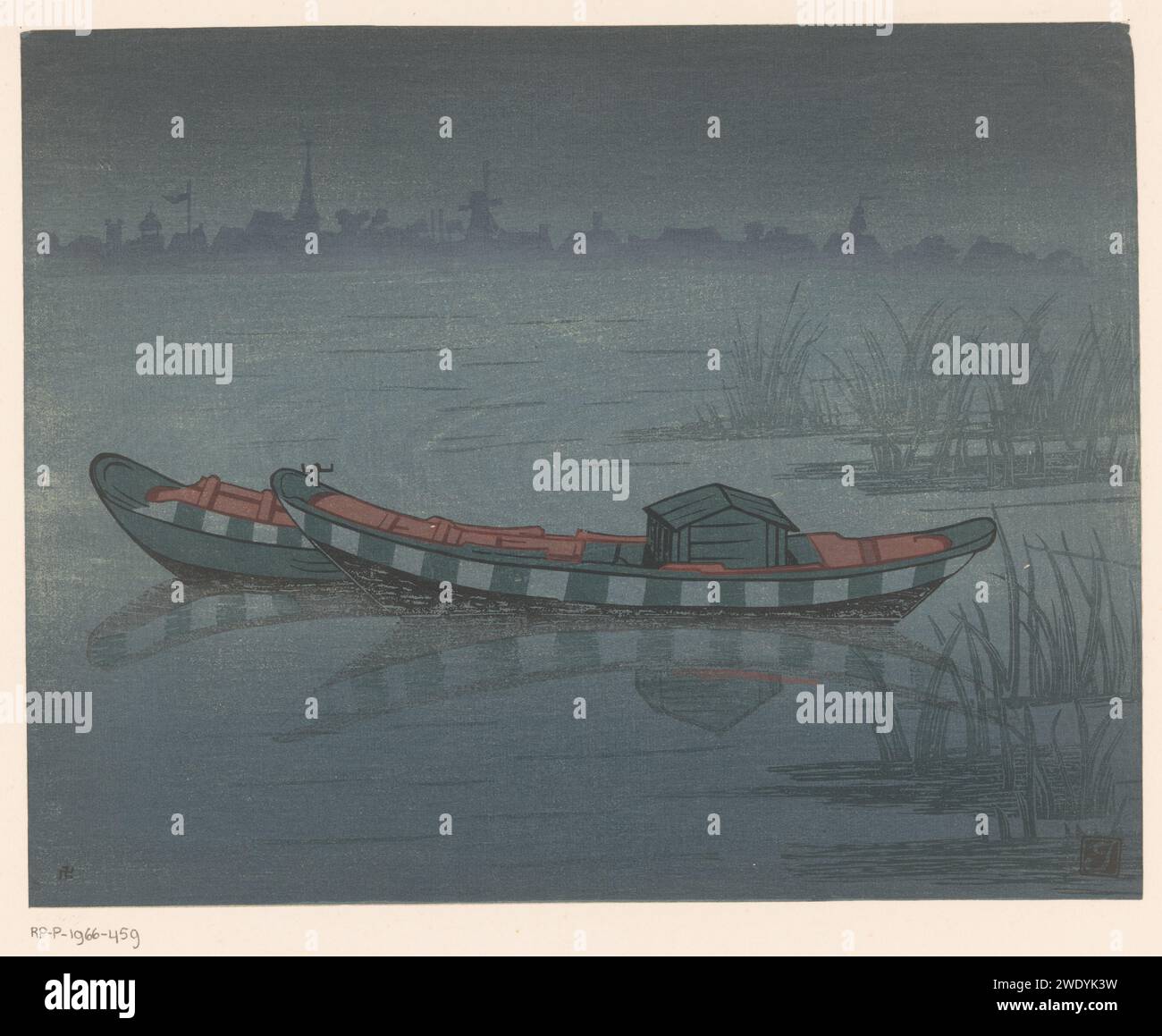 Two rowing boats, Prosper -Alphonse Isaac, 1868 - 1924 print paper ...