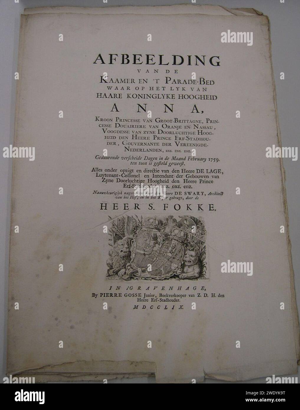 Afbeelding van de Kaamer en 't Parade-Bed waar op het lijk van Haare ...