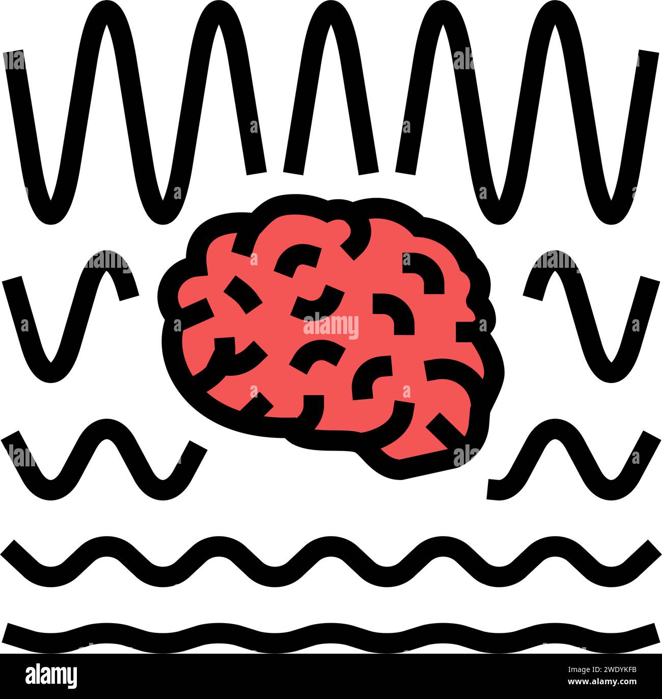 brainwaves neuroscience neurology color icon vector illustration Stock ...