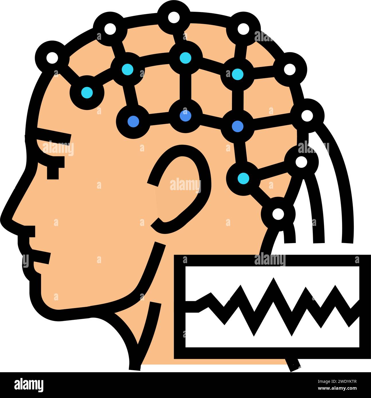 eeg monitoring neuroscience neurology color icon vector illustration ...