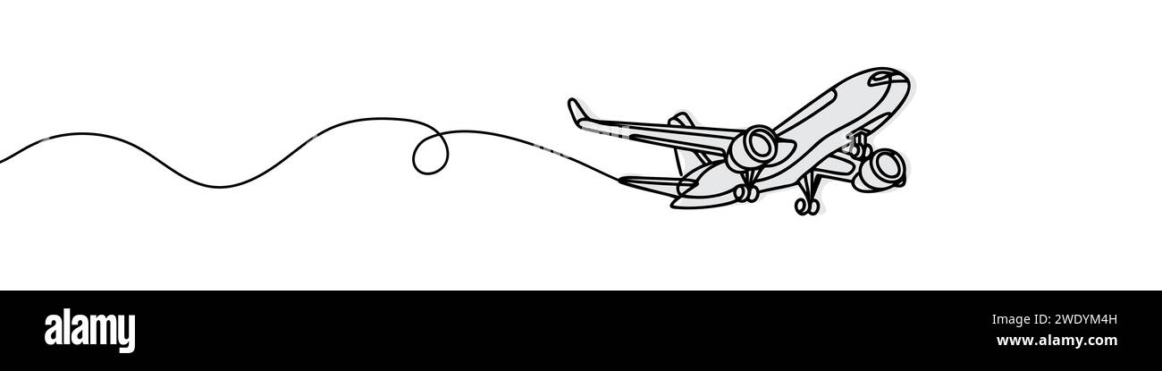 Continuous line drawing of a flying airplane Stock Vector Image & Art ...