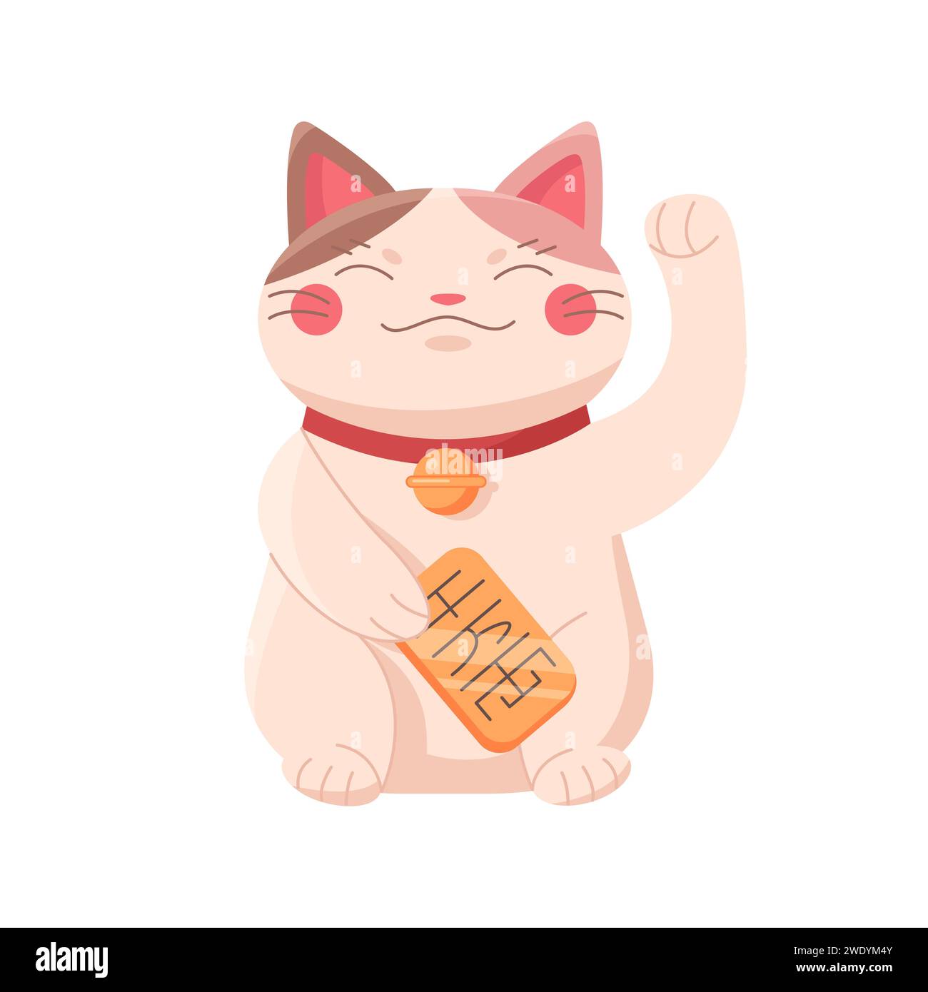 Japanese good luck cat. Cute maneki neko cat, traditional asian lucky ...