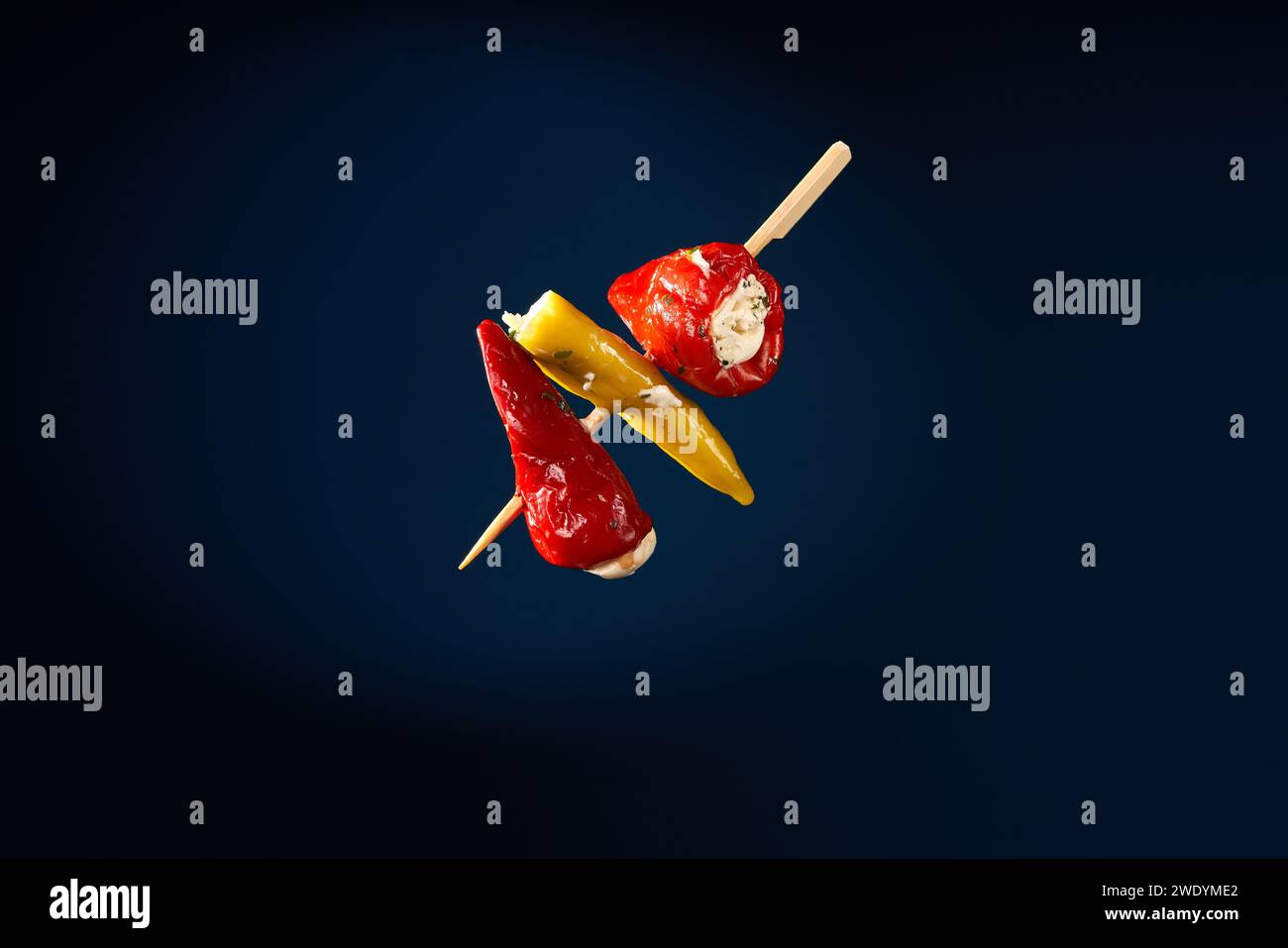 Finger food sticks with olives stuffed pepperoni Stock Photo - Alamy