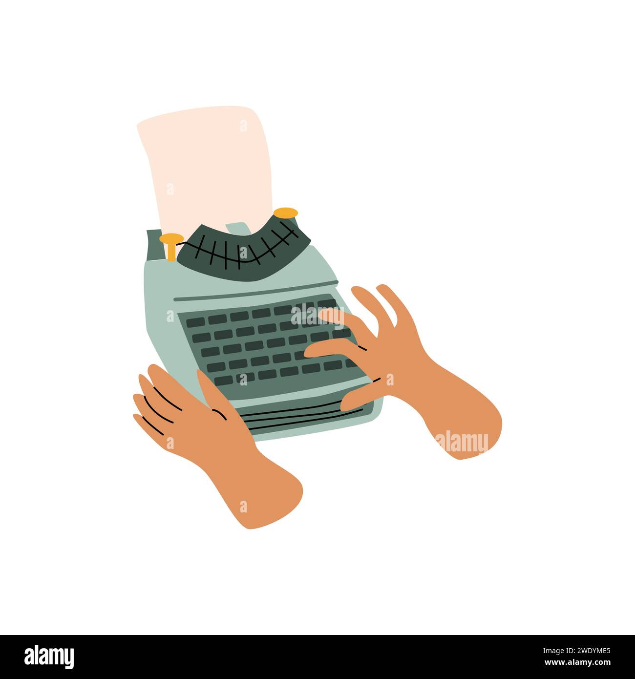 human hand writing on typewrite. Writing concept. Vector illustration ...