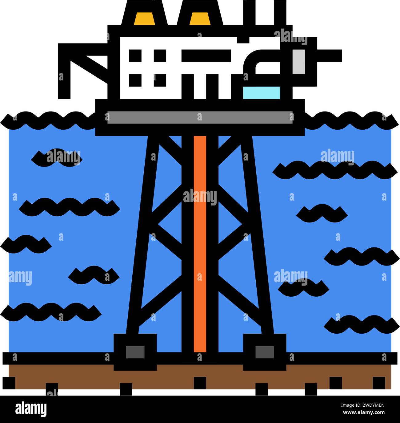 offshore drilling oil industry color icon vector illustration Stock ...
