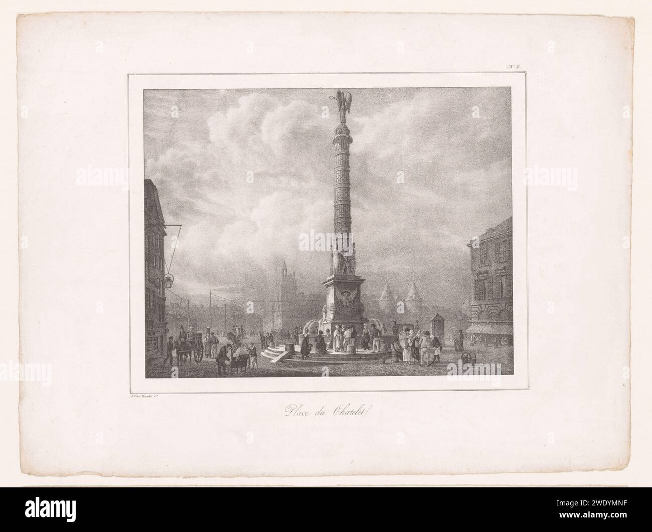 View of the Place du Châtelet with the Fontaine du Palmier, Jean ...