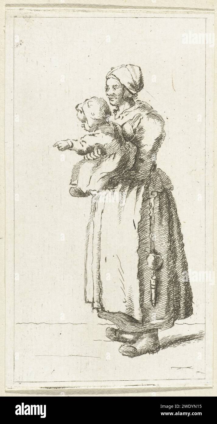 Standing mother with child, Pieter de Mare, after Christina Chalon ...