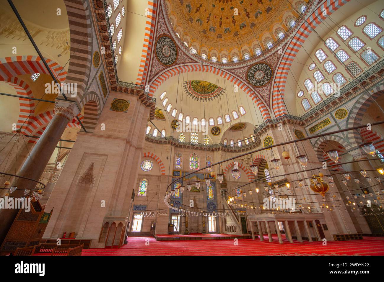 Suleymaniye Camii Mosque interior. The Mosque is an Ottoman Imperial ...