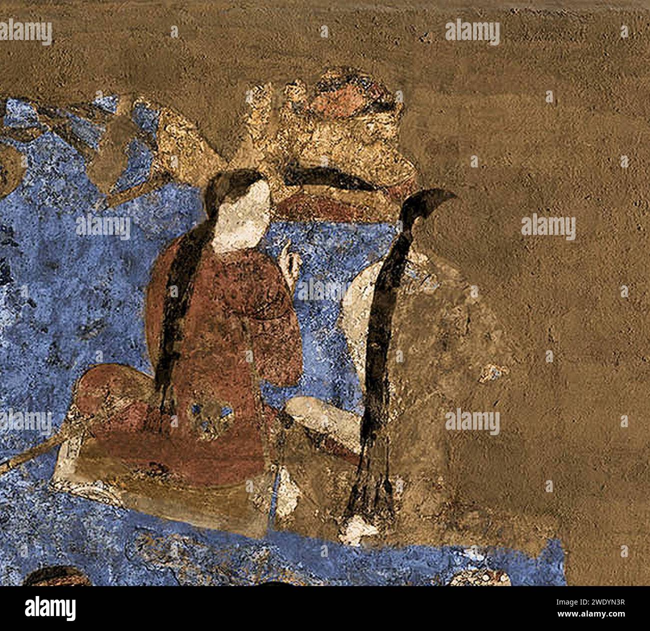 Afrasiab. Seated Turkish attendants. 7th century CE Stock Photo - Alamy