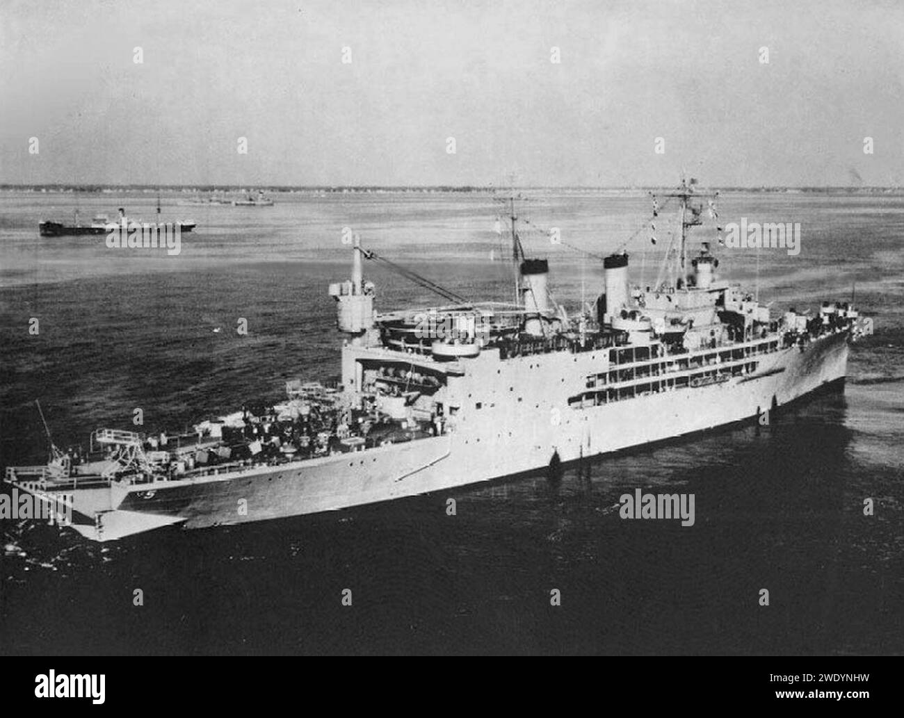 Aft view of USS Albemarle (AV-5) with a modified stern, circa in ...
