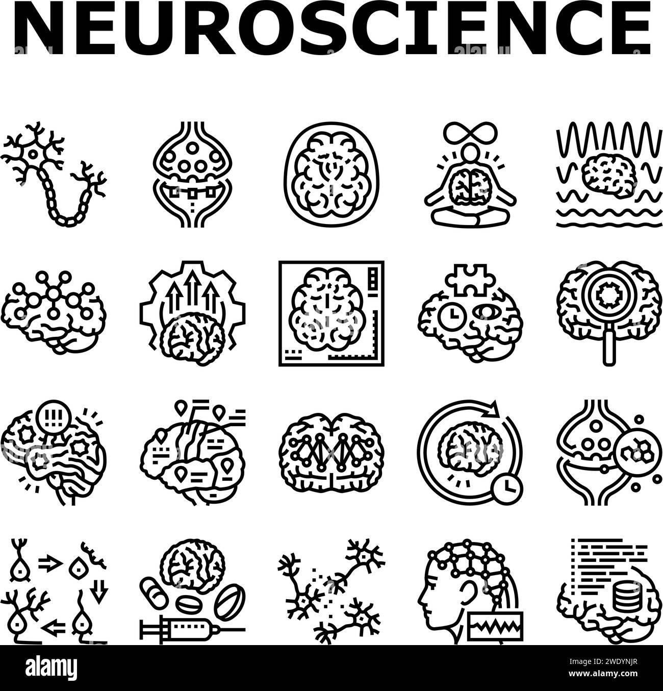 neuroscience brain neurology icons set vector Stock Vector Image & Art ...