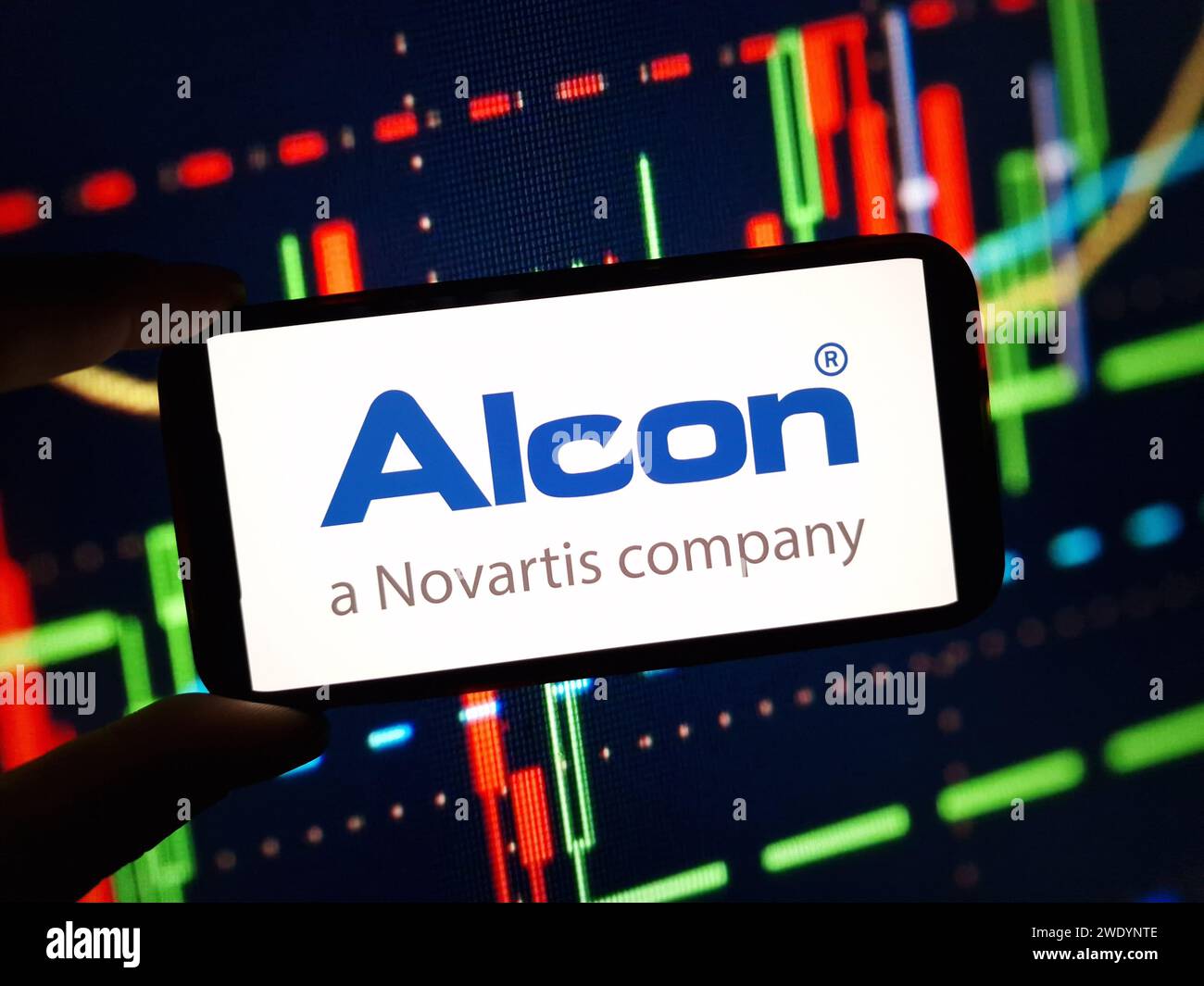 Konskie, Poland - January 22, 2024: Alcon company logo displayed on ...